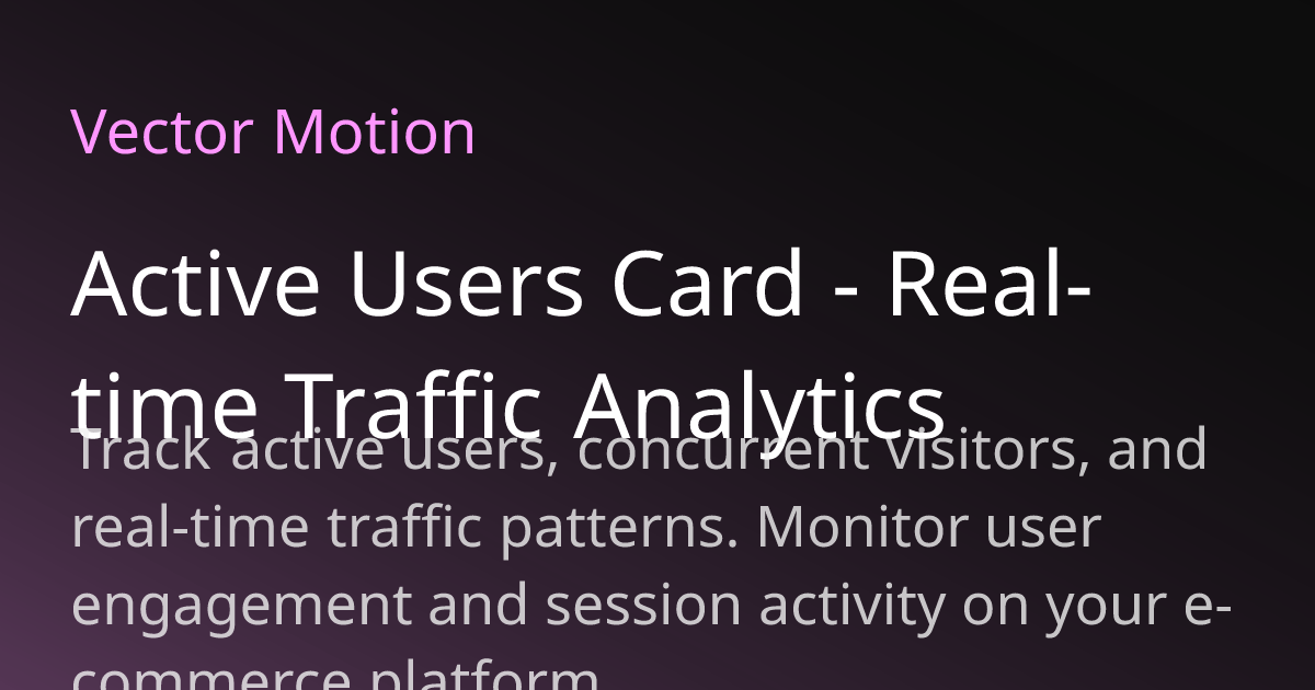 Active Users Card - Real-time Traffic Analytics | VectorMotion
