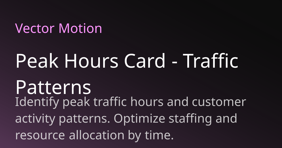 Peak Hours Card - Traffic Patterns | VectorMotion