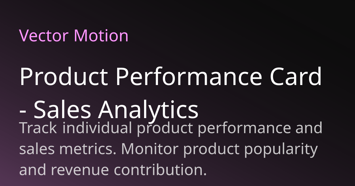 Product Performance Card - Sales Analytics | VectorMotion