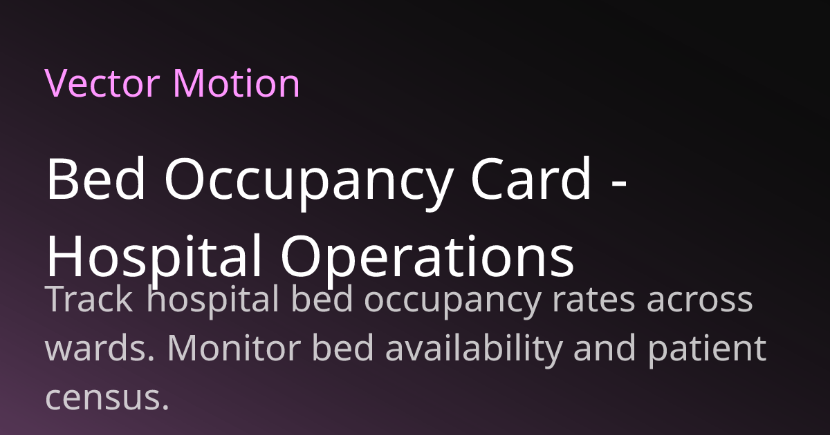 Bed Occupancy Card - Hospital Operations | VectorMotion