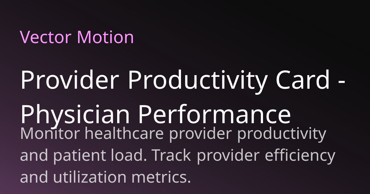 Provider Productivity Card - Physician Performance | VectorMotion